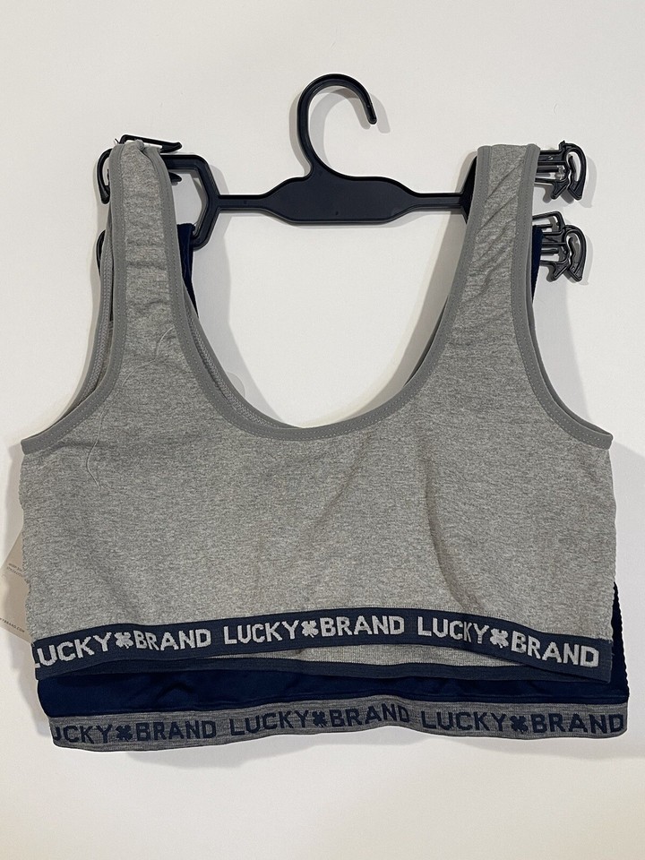 2Pk Lucky Brand Bralette Bra Seamless Comfort Navy Gray Rainbow M $54 ...