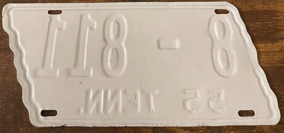 1955 Tennessee State Shaped License Plate 8-811 Rutherford County ...