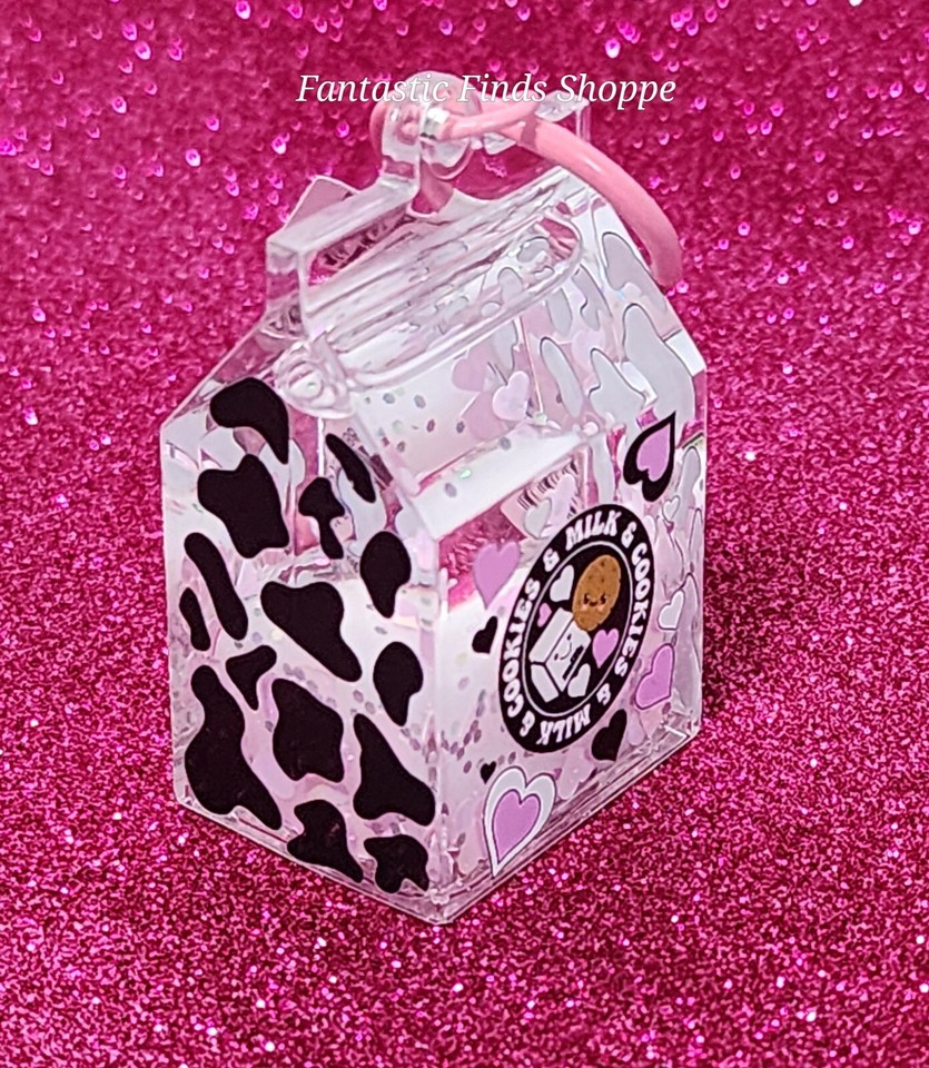 Milk and Cookies Carton Water-Filled Heart Keychain NWT | eBay