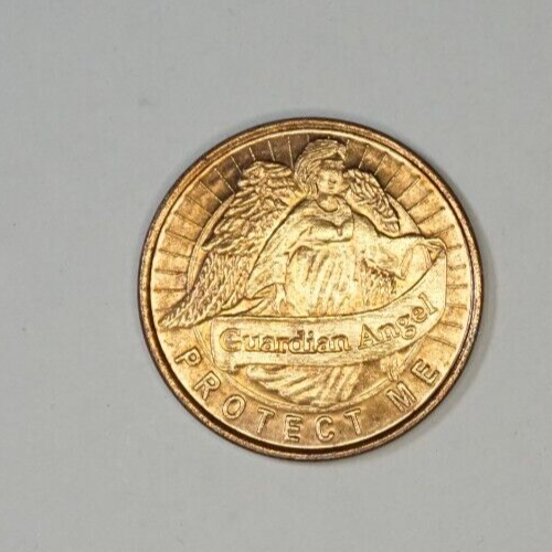 Token Guardian Angel Protect Me Religious Pocket Coin 25mm Copper Color ...