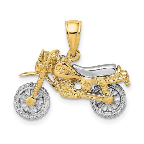 14K Gold Two-tone 3D Moveable Dirt Bike Motorcycle Charm 1 x 0.6 in | eBay