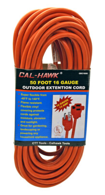 Cal-Hawk 16 Gauge 50 ft Outdoor Extension Cord | eBay