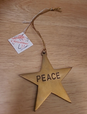 Giftcraft Brass "PEACE" Star 5-Pt Star - Two-Sided With Gold Braid 3 ...