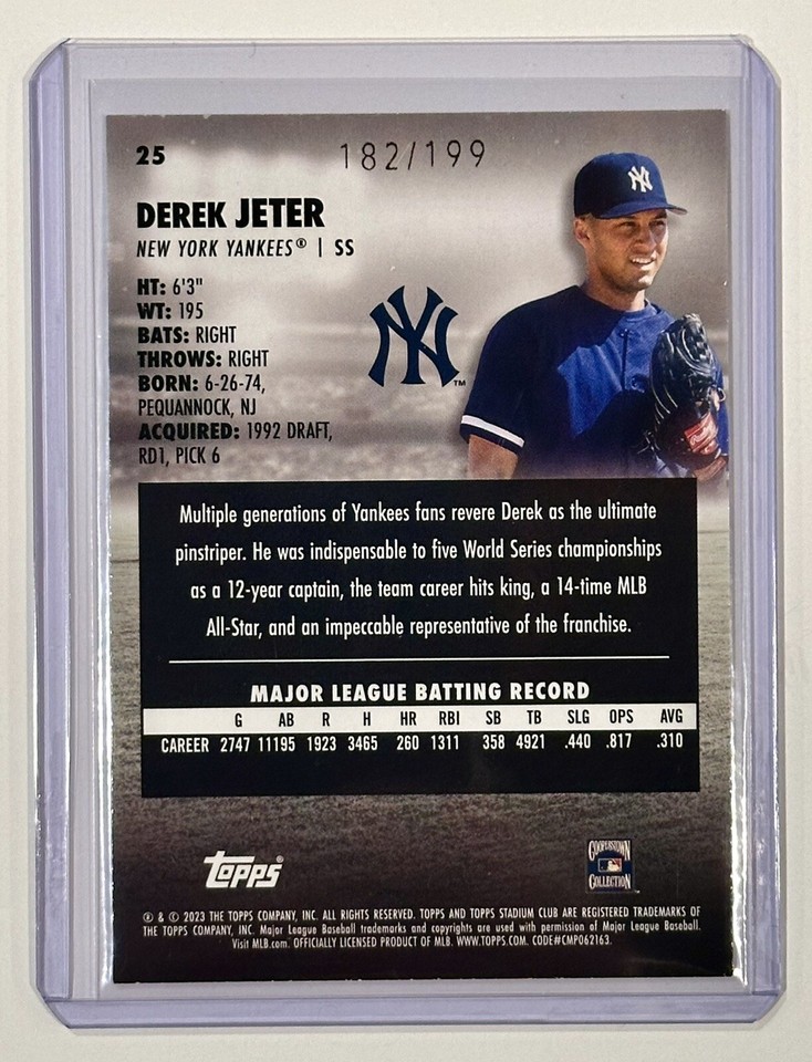 2023 Topps Stadium Club DEREK JETER ORANGE FOIL #/199 Parallel NY Yankees HOF | eBay