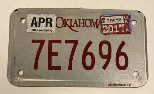 Oklahoma Motorcycle License Plate 7E7696 | eBay