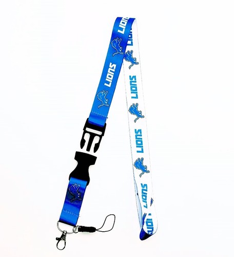 Detroit Lions NFL Reversible Blue & White 2-Sided Lanyard w/ Detachable ...