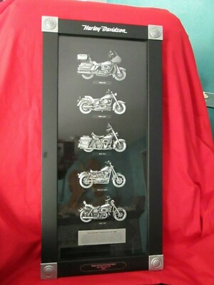 Unique Large 25" 3D Pewter Harley Davidson Motorcycles Wall Shadow Box ...