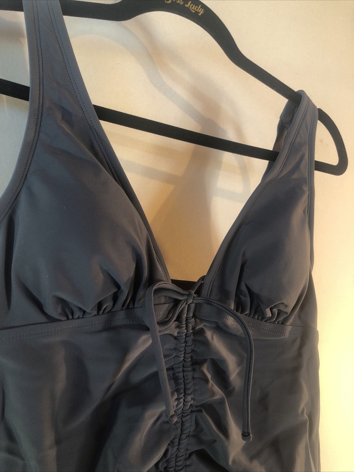 Kona Sol Tankini Swim Top Center Cinch Sting Low Cut GRAY - PICK SIZE ...