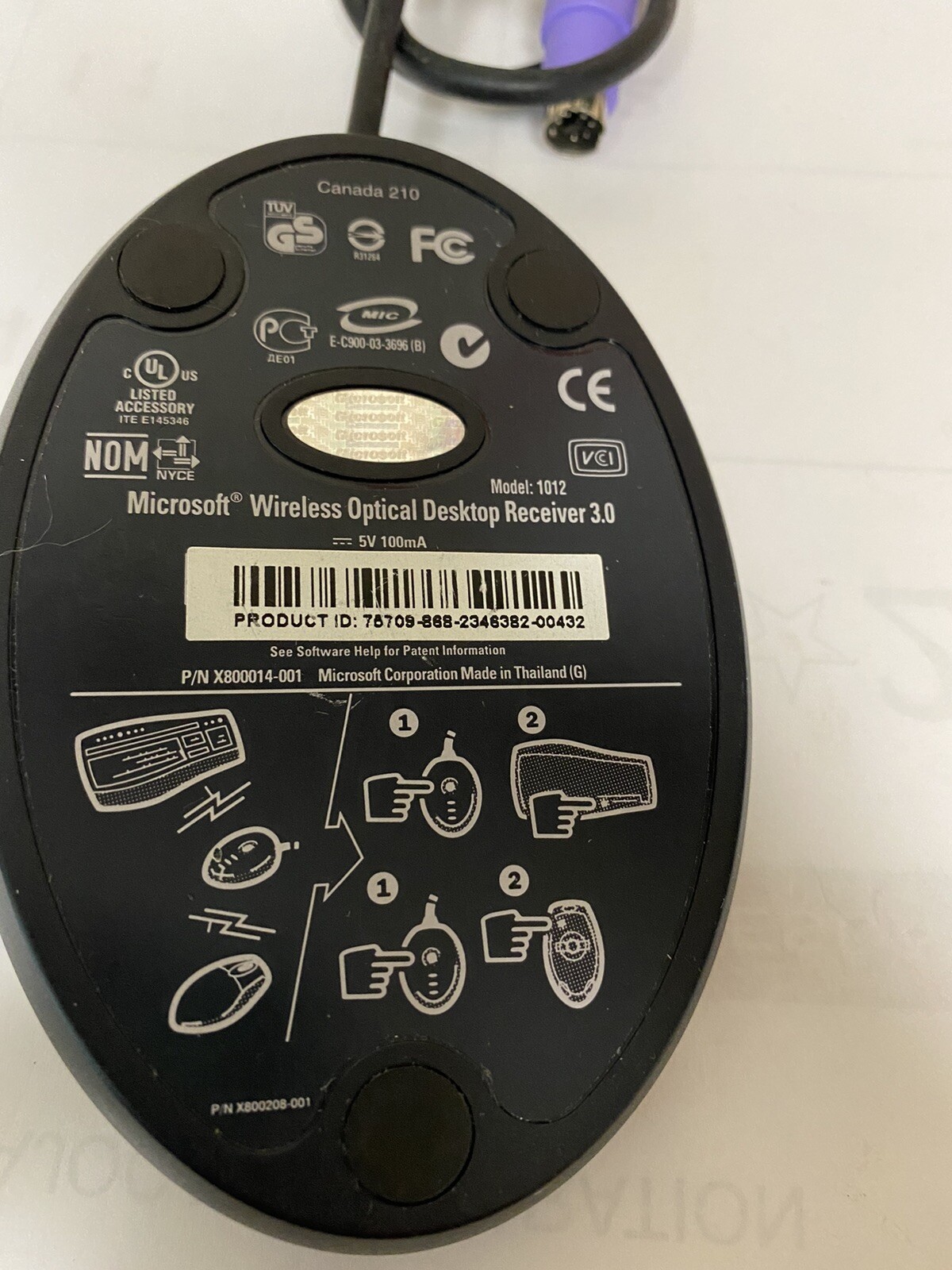 Microsoft USB Wireless Optical Desktop Receiver 3.0 Model 1012 | eBay