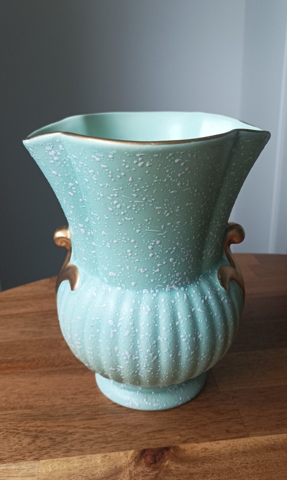Vintage Art Deco Crown Devon Pottery Green Speckled Vase | eBay UK