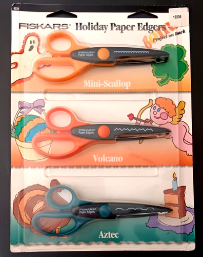 Set 3 Fiskars Photo Scrapbook Paper Edgers Scissors Volcano Leaf Aztec ...