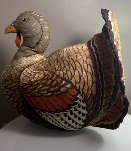 Vintage Large Hand Sewn Stuffed Thanksgiving Turkey Table Decoration ...