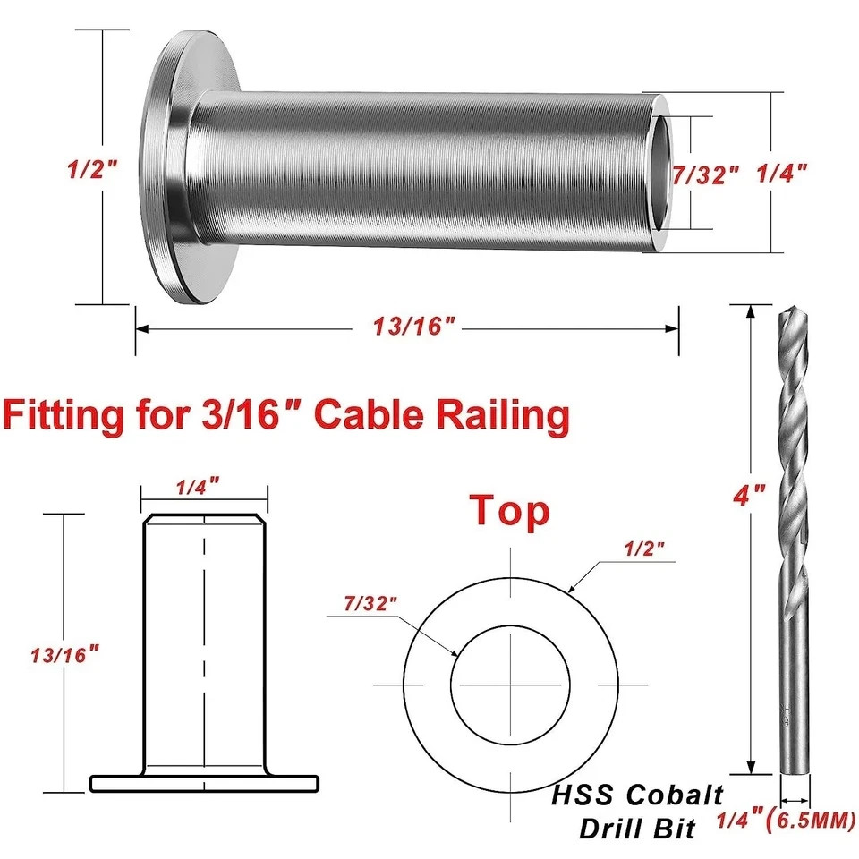 Cable Railing Kit 1/8 Stainless Steel Wire Rope Aircraft Deck Railing ...