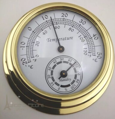 70mm Brass enclosed thermometer/hygrometer On Special $45 | eBay