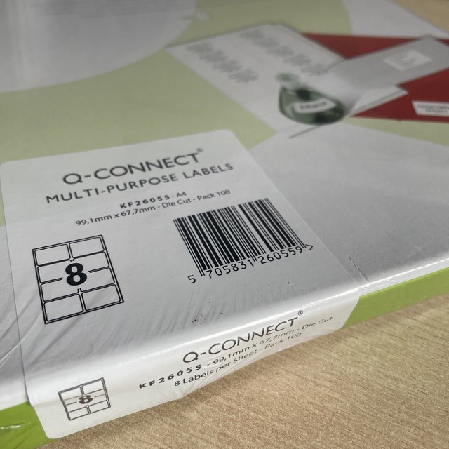 Q-Connect Multi-Purpose Label 99.1 x 67.7mm 8 per A4 Sheet PK 100 ...