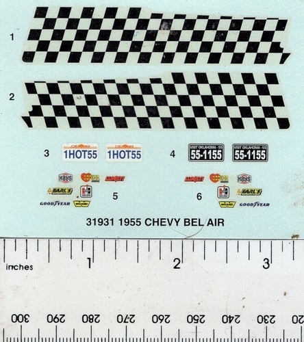AMT #31931 1:25 1955 Chevy Bel Air Street Machine Decals Only Not A Kit ...