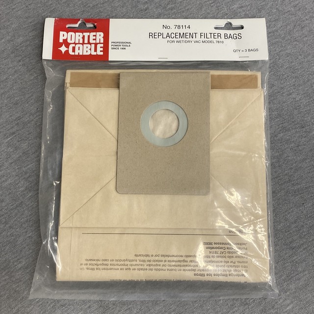 PORTER-CABLE 78114 3pk 5 Gallon Filter Bag Fits 7810 Vac. for sale ...