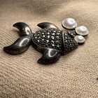 vintage Judith Jack, Sterling silver, marcasite ,blue topaz fish pin ...