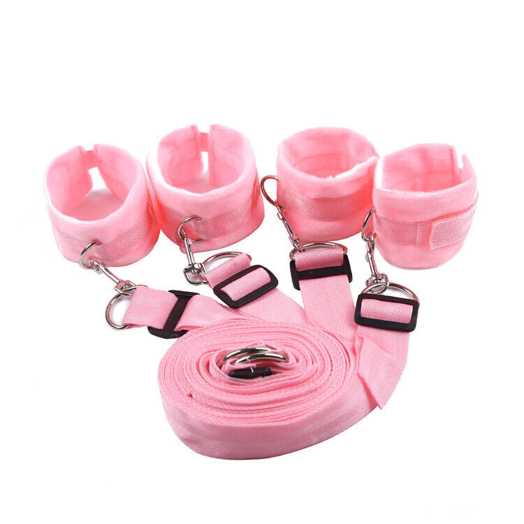 New Bed Restraint Kit Soft Handcuffs Plush Cuffs Strap Sex Wrists Ankle ...