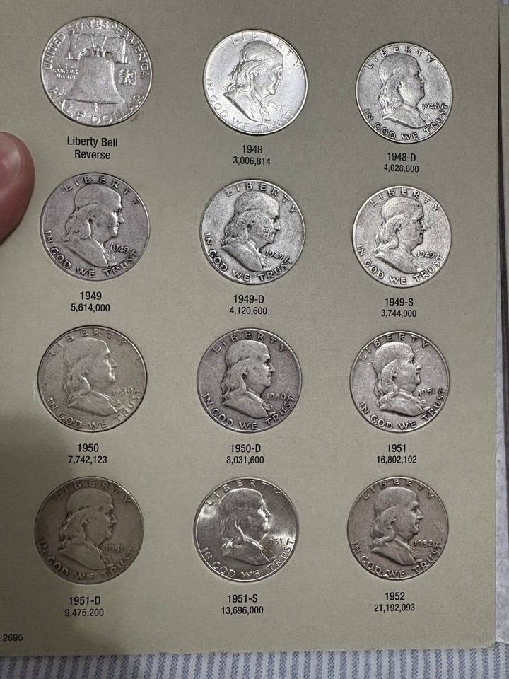 1948-1963 Benjamin Franklin 1/2 Dollar Nearly Complete Set 36 Coin 90% Silver | eBay