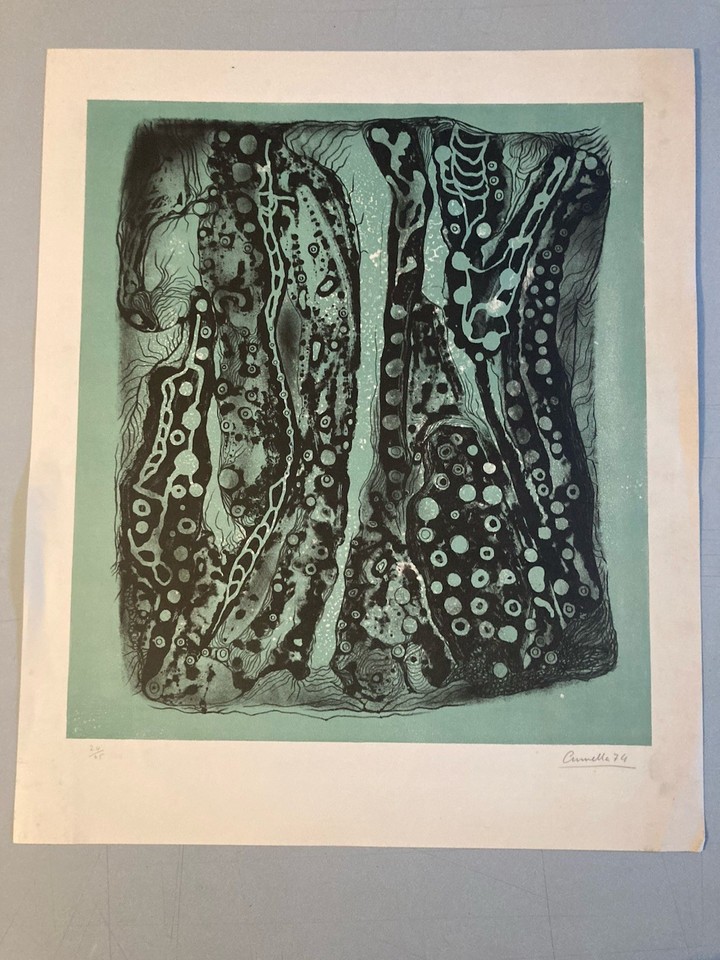 Very Beautiful Lithograph Print Signed Anthoni Cumella 1974 Abstract ...