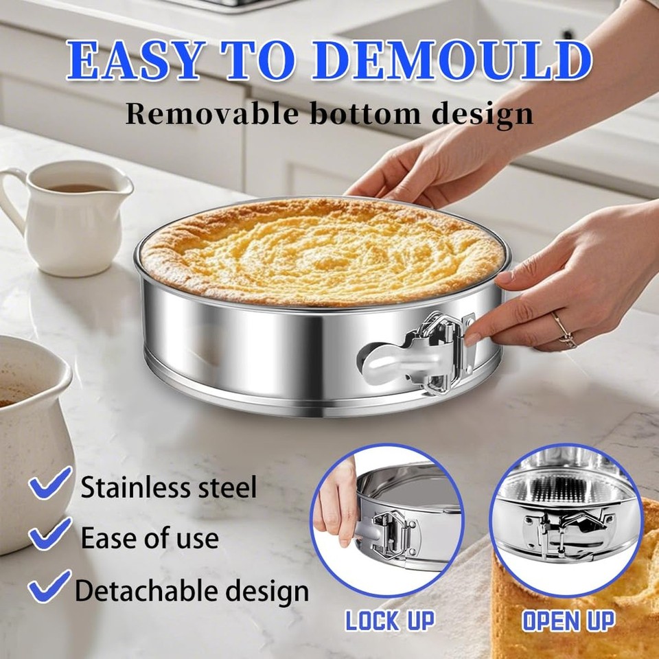 9" Stainless steel Springform Pan with 30 Pcs Parchment Paper Liners ...