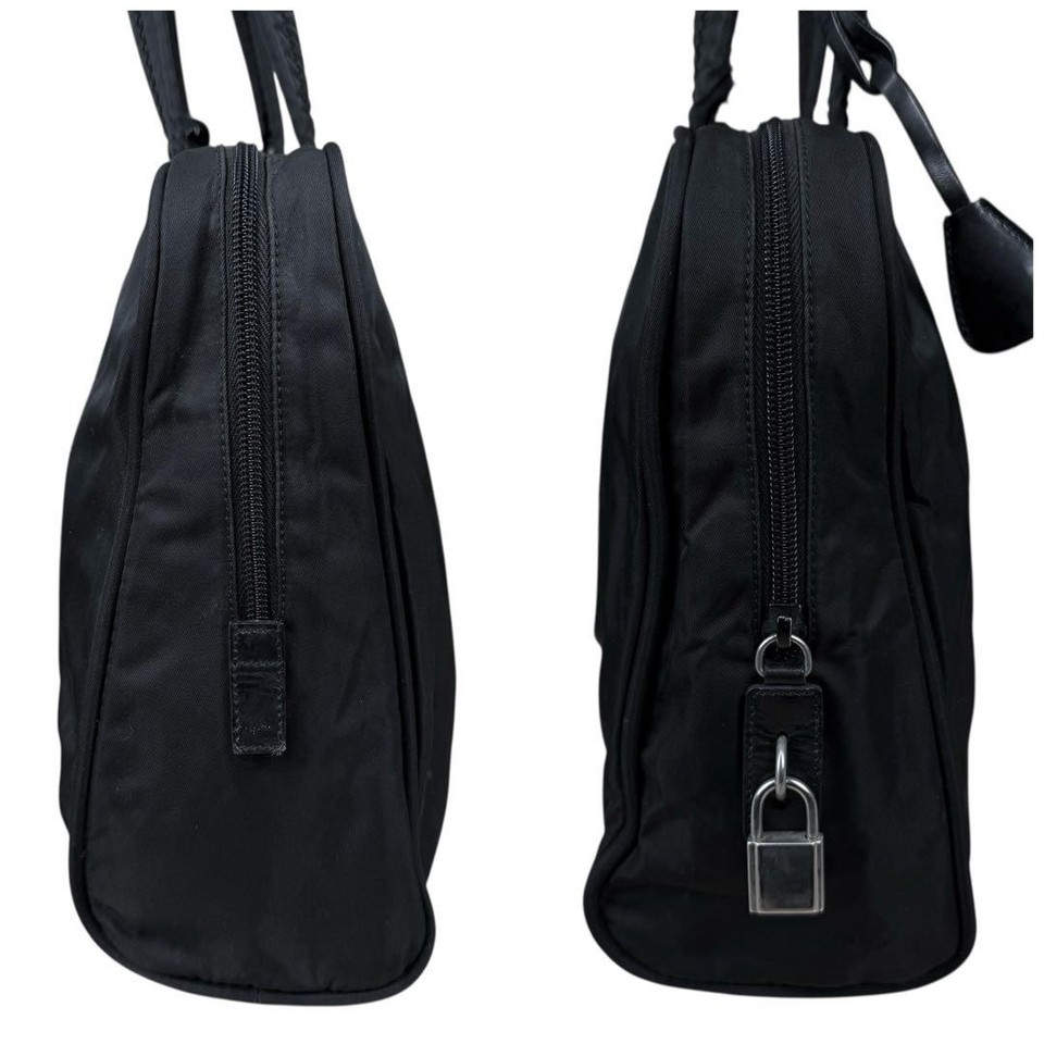 Borsa tote PRADA triangolo logo placca nylon nero autentica | eBay