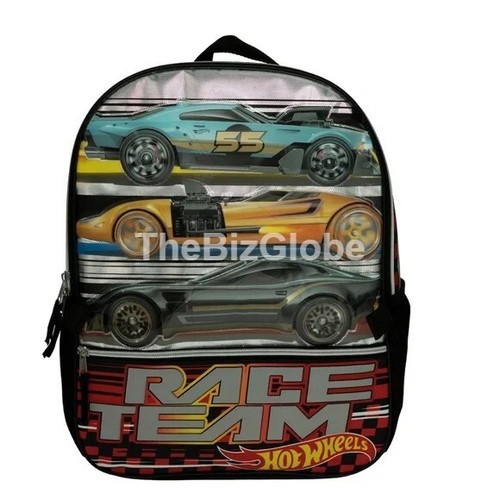 5 Piece Set Hot Wheels Backpack Lunch Box Bag Lunchbox Case Sports Race ...