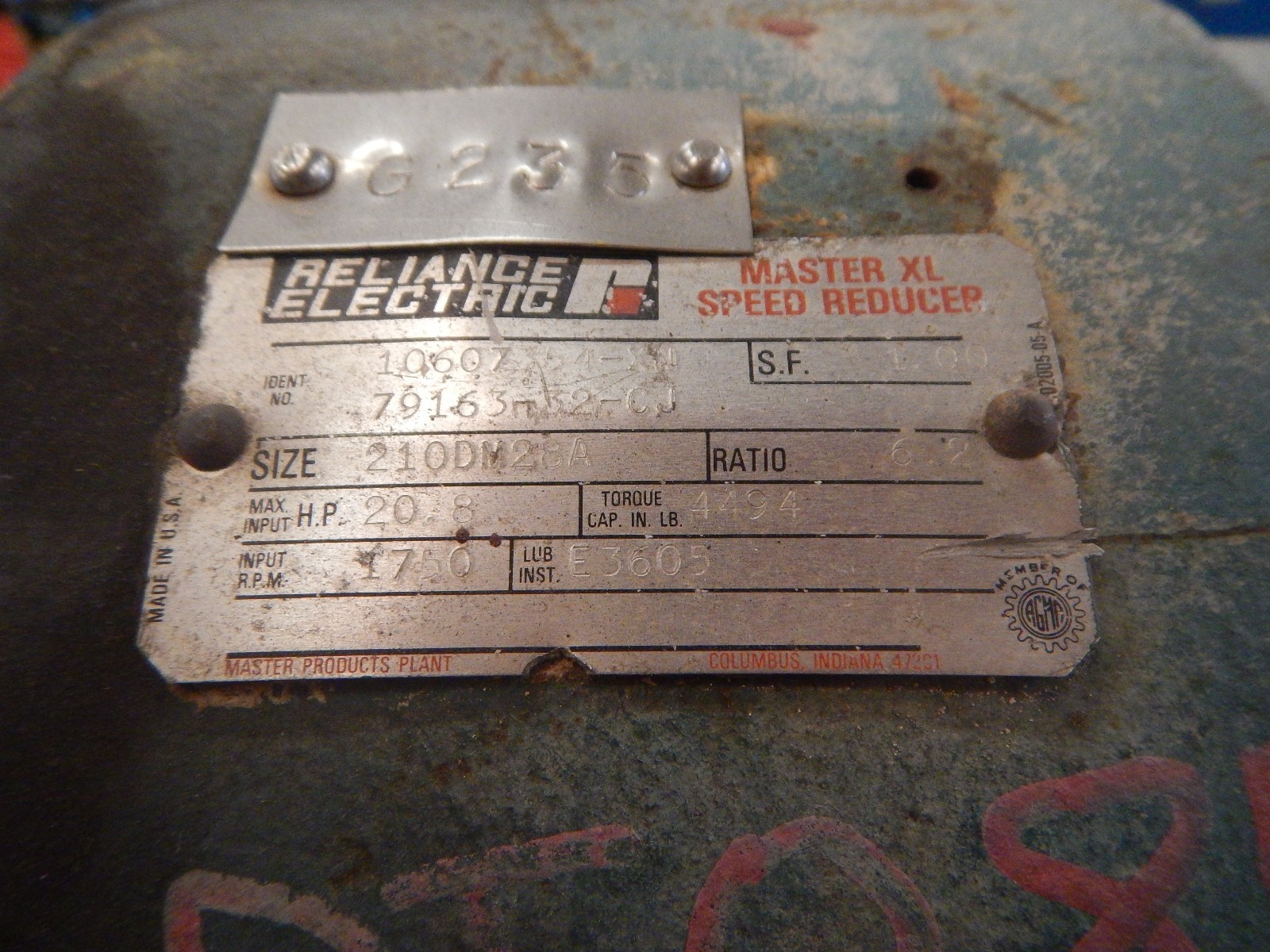 Reliance Electric Master XL Speed Reducer 6.2:1 Ratio 20.8 Max HP ...