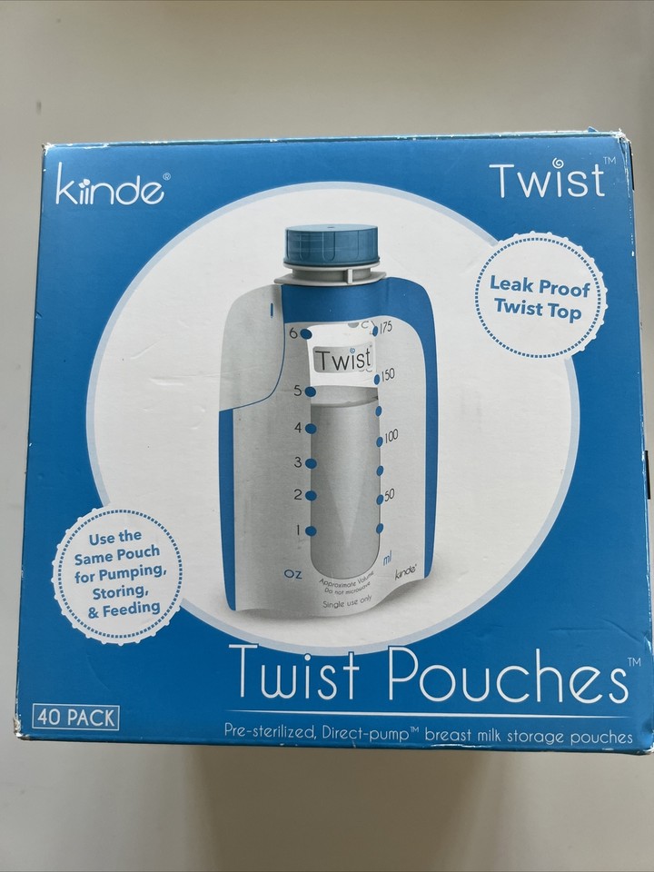 40 Pack Box Kiinde Breast Milk 6 oz Storage Pouches Leak Proof Twist ...