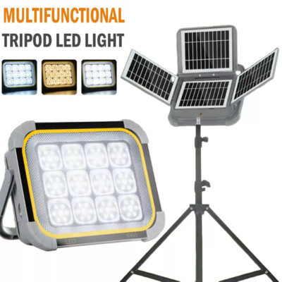Portable LED Solar Rechargeable Work Light Outdoor Camping Security ...
