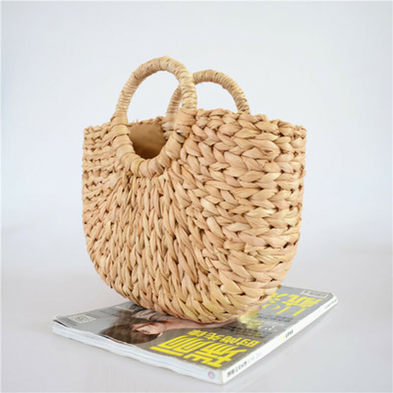 Women Retro Wicker Handbag Bags Totes Beach Summer Woven Rattan Basket ...
