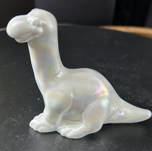 FENTON Made By Mosser DINOSAUR Glass Figurine *NEW* MOPearl White ...