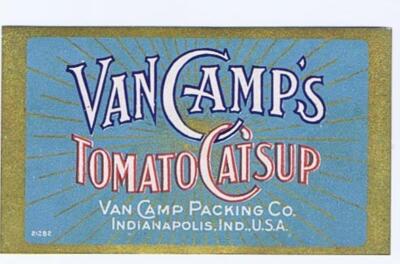 Pure tomato Catsup sample label Van Camp's Indianapolis IN 202 | eBay