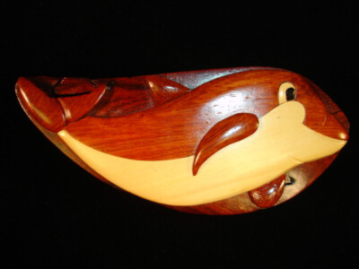 Hand crafted 3D Intarsia Wood Art DOLPHIN Puzzle Wooden Box Sea Ocean ...