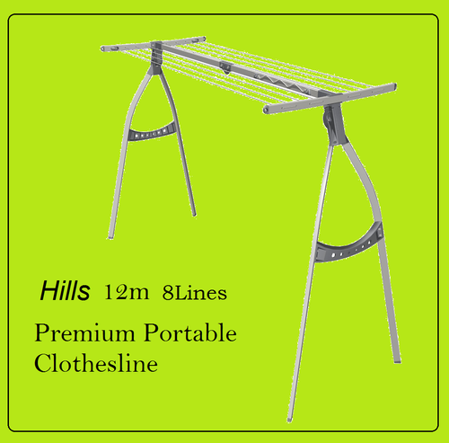 HQ Hills Foldable Clothesline Portable 8Lines 12m Clothes Line Airer ...