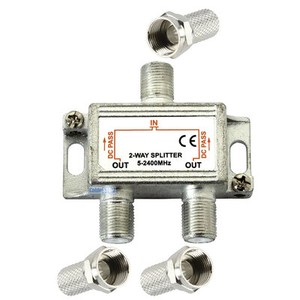 2 WAY COAX 5 - 2400 MHz TV AERIAL UHF VHF FM SIGNAL SPLITTER METAL ...