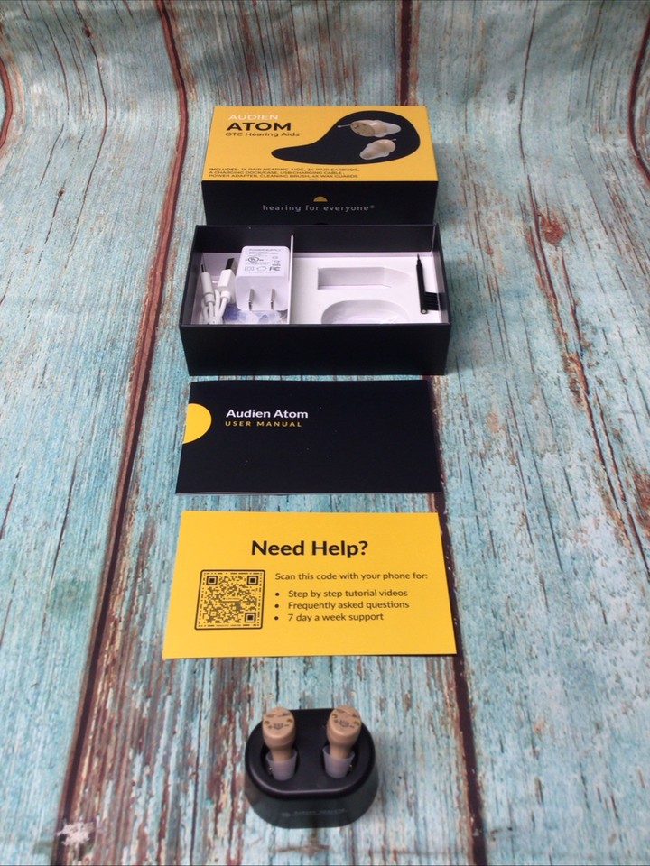 Audien Atom OTC Hearing Aid Rechargeable Premium Comfort Design w ...