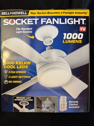 Bell + Howell Socket Fan Indoor White Socket Ceiling Light Fan w ...