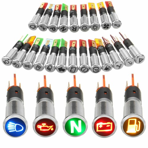 1x12V8mm Universal Car Symbol LED Dash Panel Warning Pilot Light ...