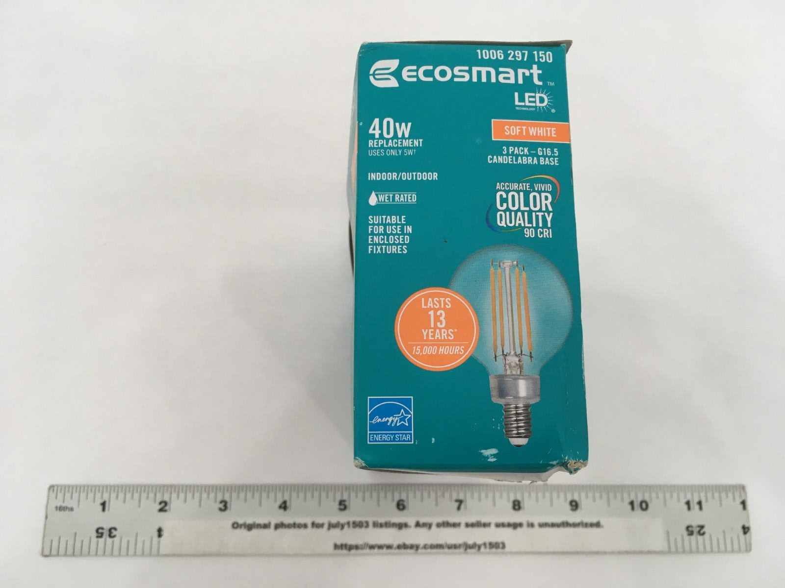 NEW EcoSmart 3-pk 40W LED Bulb G16.5 Globe Clear 2700K Dimmable E12 ...