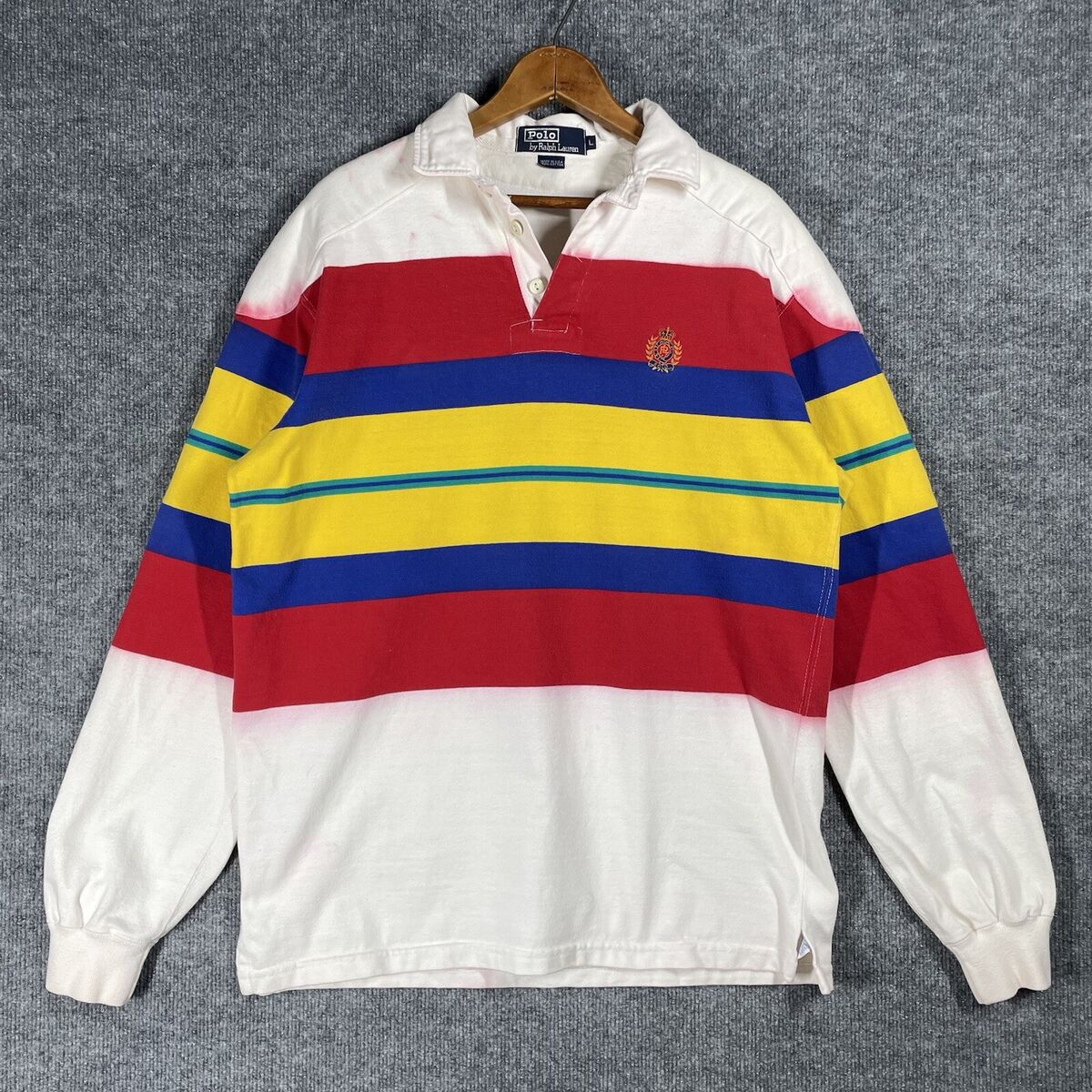 VINTAGE 90s Polo Ralph Lauren Rugby Shirt L USA Made Striped VINTAGE 90s Polo Ralph Lauren Rugby Shirt L USA Made Striped