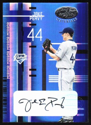 2005 Leaf Certified Materials Mirror Autograph Blue Jake Peavy Auto 2/5 ...