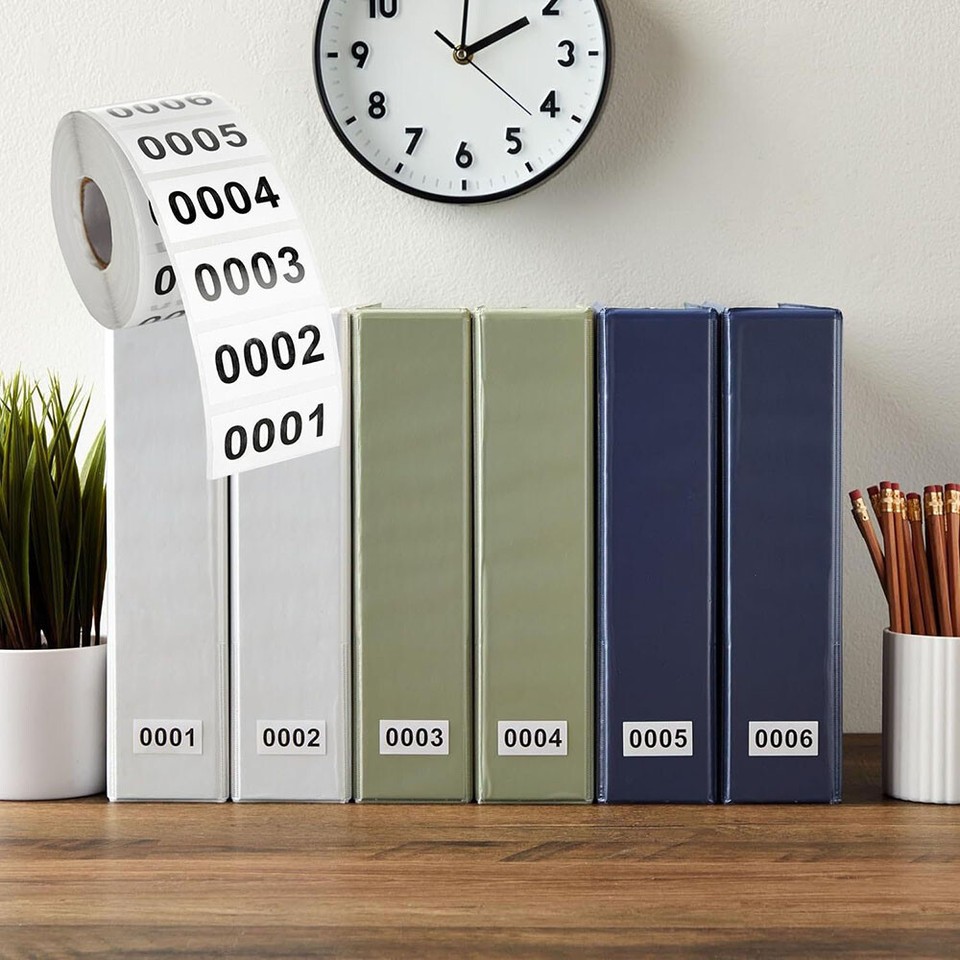 1000 Sequential Number Labels Stickers Self Adhesive Numbers Office ...
