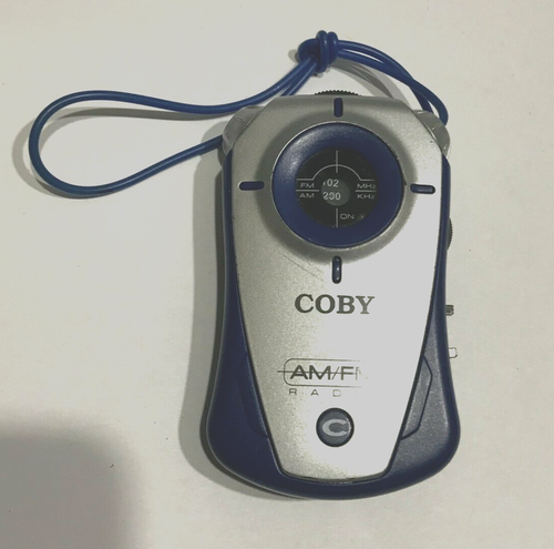 COBY Original CX-71 Blue Mini Pocket Portable AM/FM Radio Tested Work ...