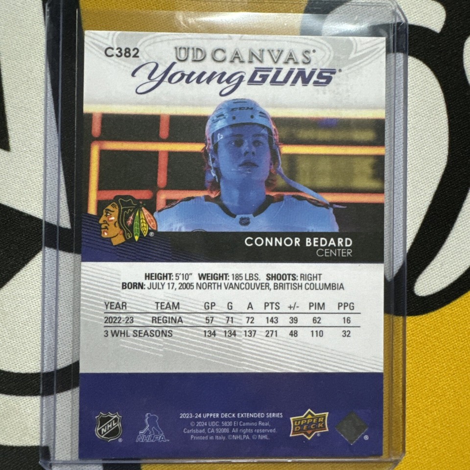 2023-24 Upper Deck UD Canvas Young Guns #C382 Connor Bedard RC Rookie ...