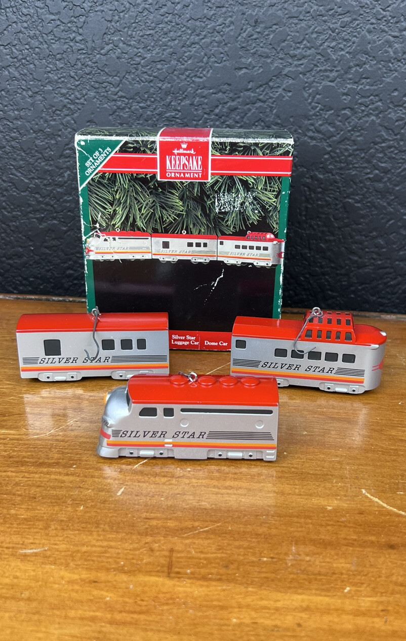 Silver Star Train Set Of 3 Cast Metal Hallmark Keepsake Ornament 1992 ...