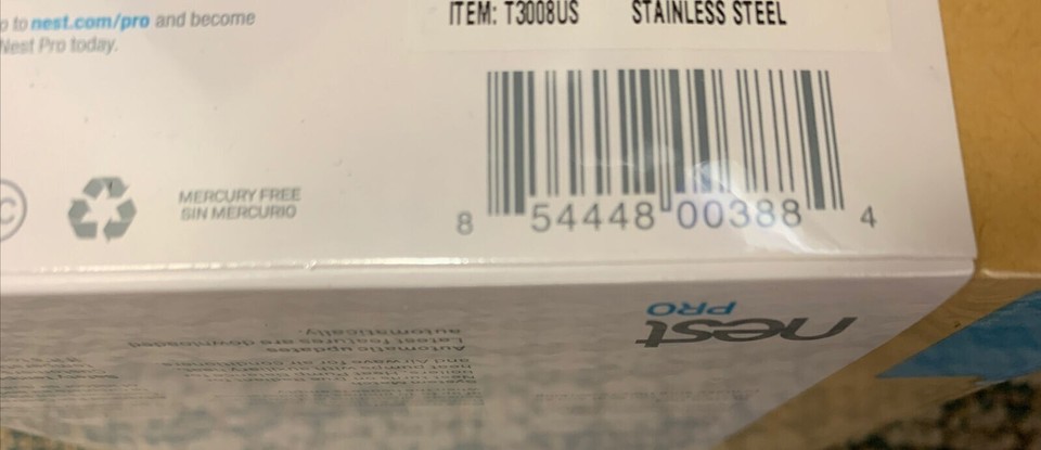 Nest Pro 3rd Gen Learning Thermostat Stainless Steel T3008US ...