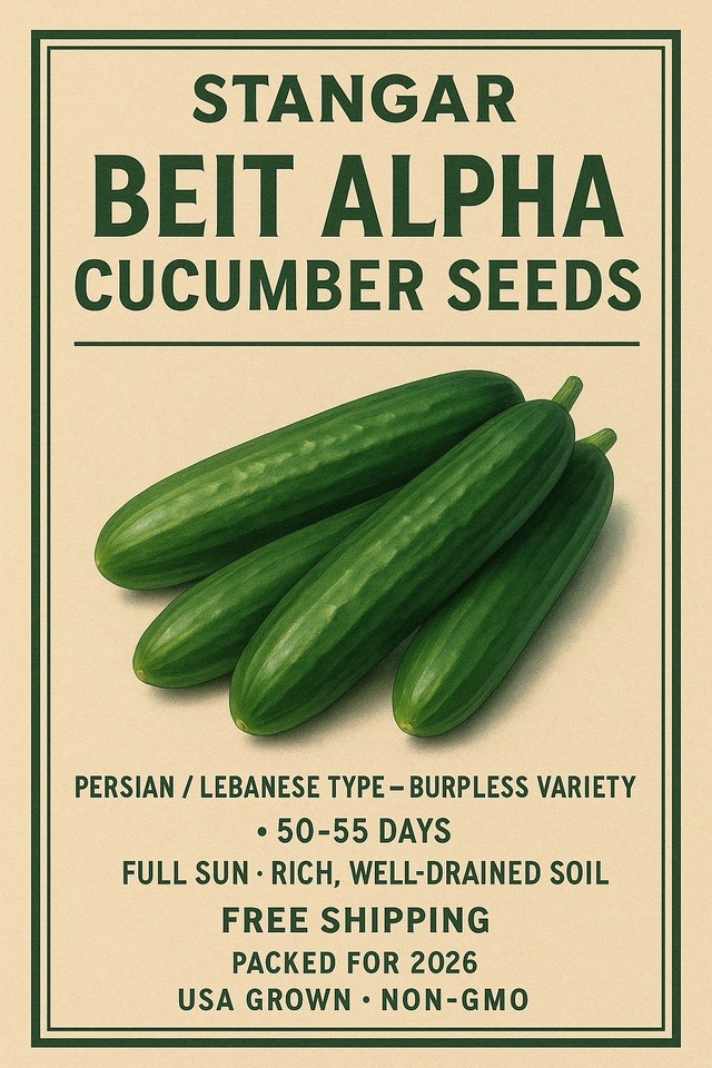 🥒200+ BEIT ALPHA CUCUMBER SEEDS | BURPLESS HEIRLOOM | NON-GMO | 2026 | eBay