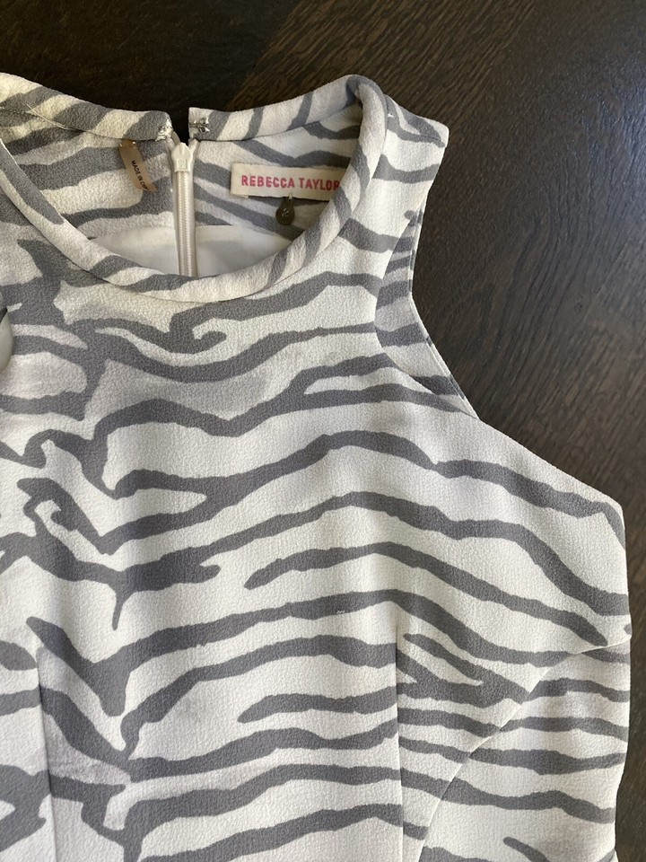 REBECCA TAYLOR Zebra Print Pleated Hem Shift Dress~2 | eBay